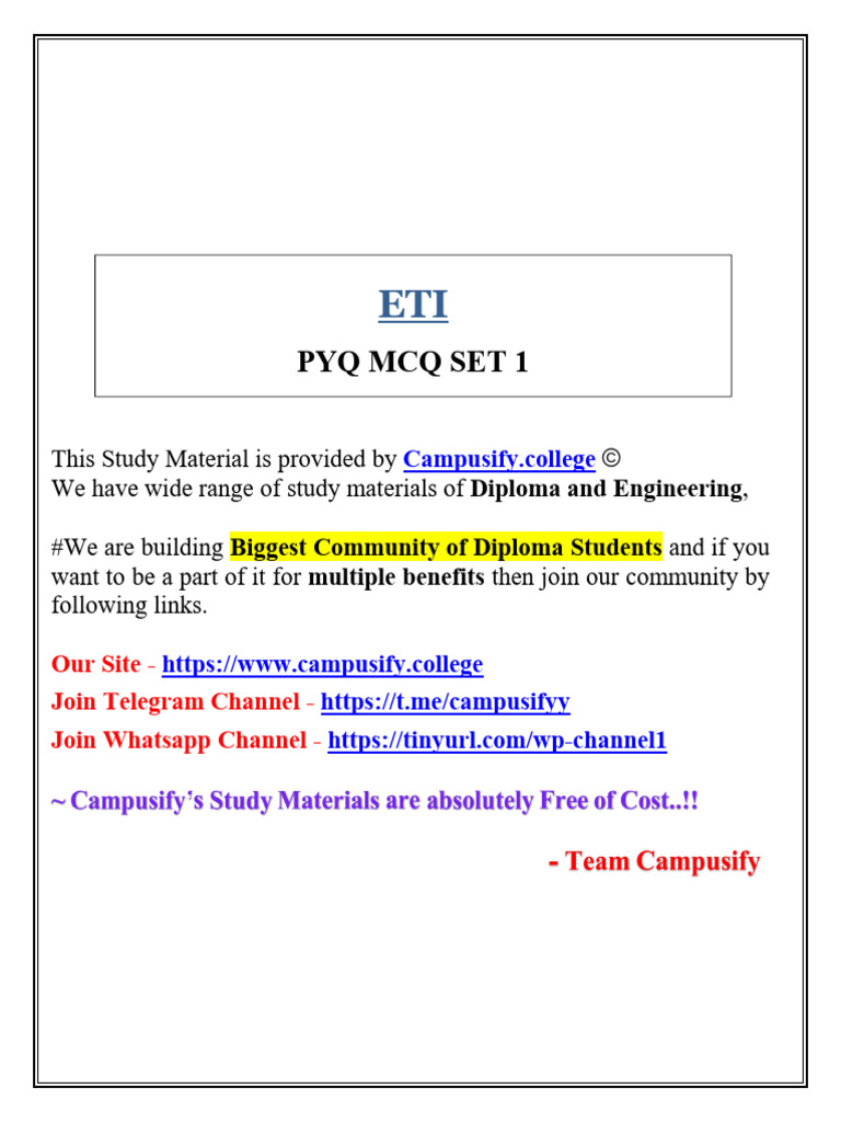 Eti Pyq Set 1 Campusify | PDF