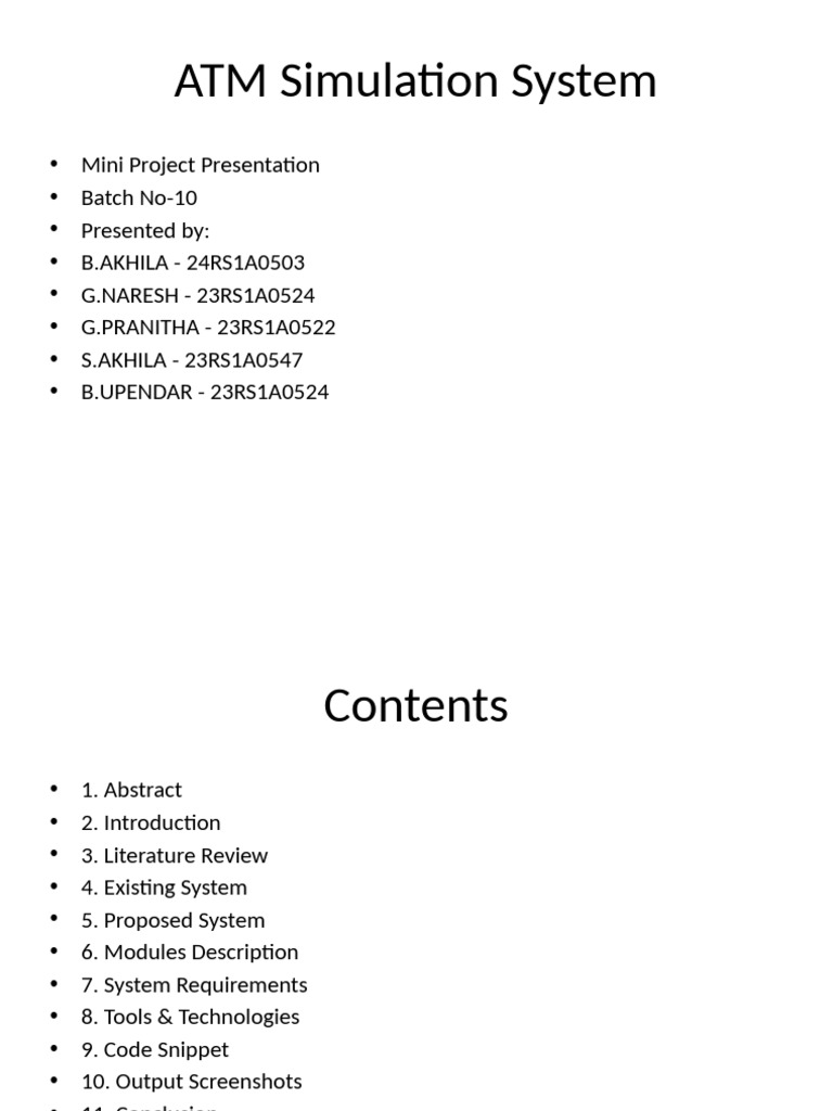 ATM Simulator System Presentation | PDF | Automated Teller Machine | Graphical User Interfaces