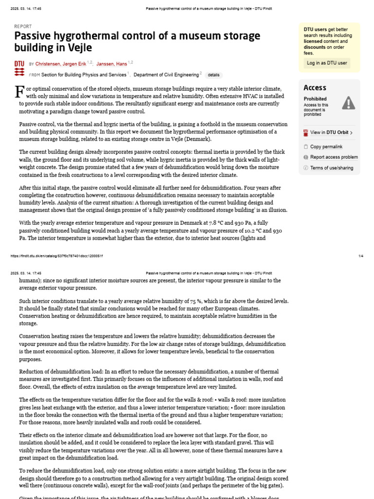 Passive Hygrothermal Control of A Museum Storage Building in Vejle ...