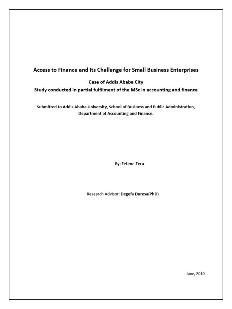 Fetene Zeru | PDF | Banks | Entrepreneurship