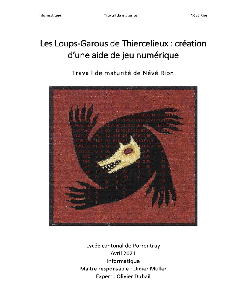 Les Loups-Garous de Thiercelieux - Création D'une Aide de Jeu Numérique ...