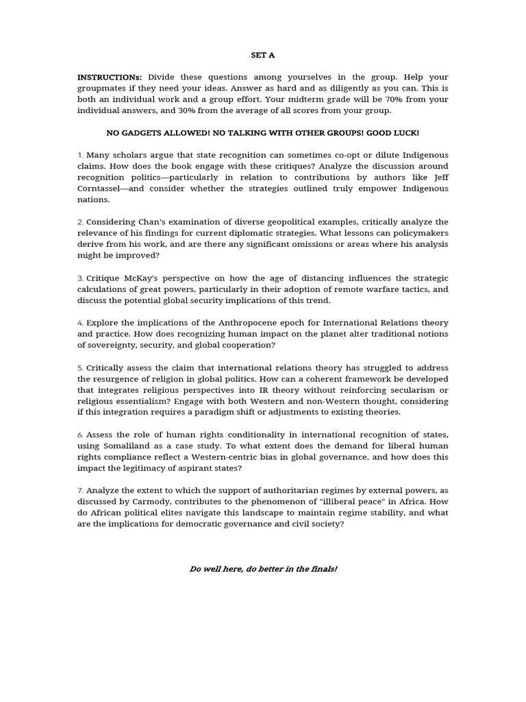 MSU Main BSIR Midterm Exam On Global Issues | PDF | Governance | Global Governance