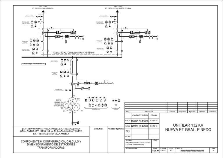 Diagrama Unifilar 132 KV - Gral PinedoRb | PDF