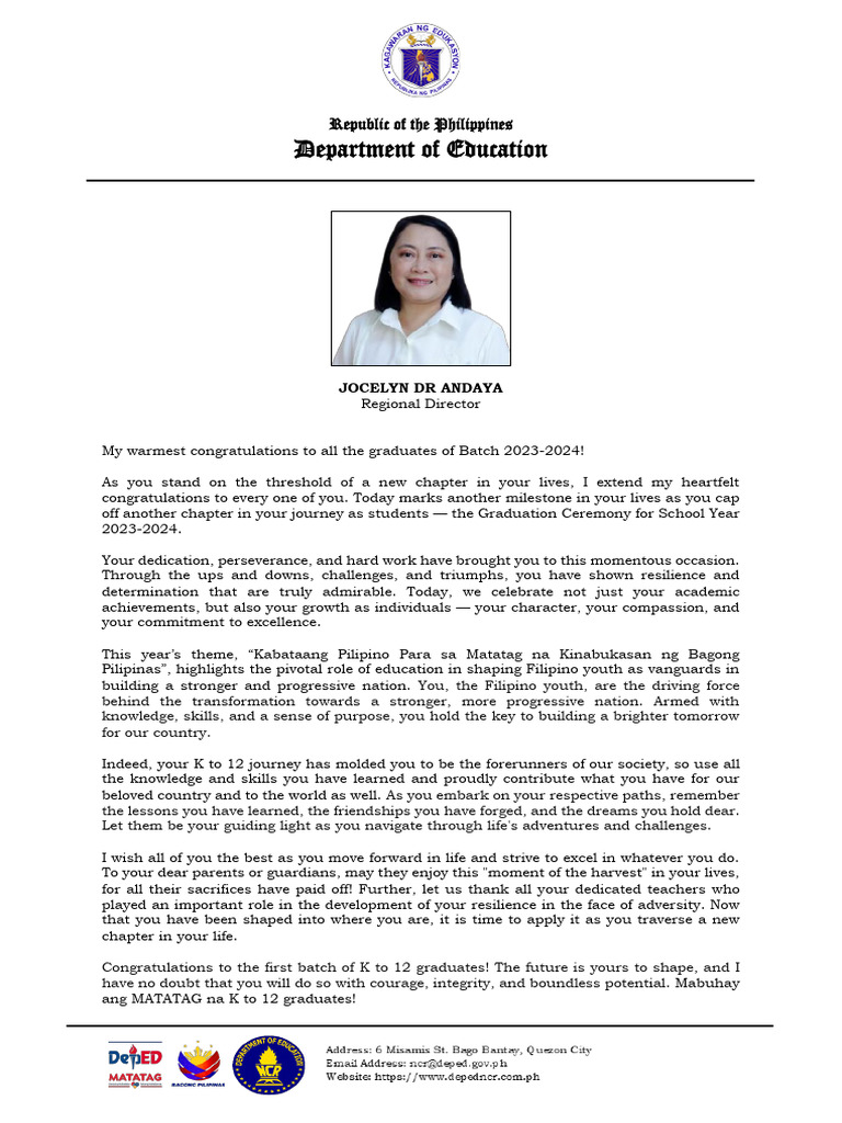 Message - Graduation 2024 | PDF