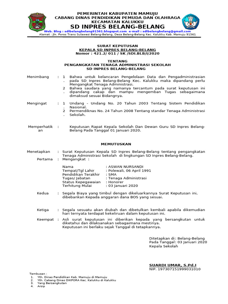 SK OPERATOR SEKOLAH | PDF