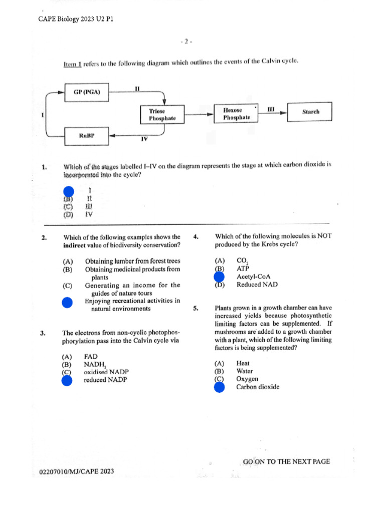 2023 U2 Bio p1 | PDF