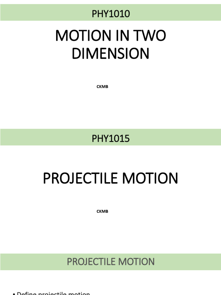 Motion in Two Dimension | PDF | Space | Physical Quantities