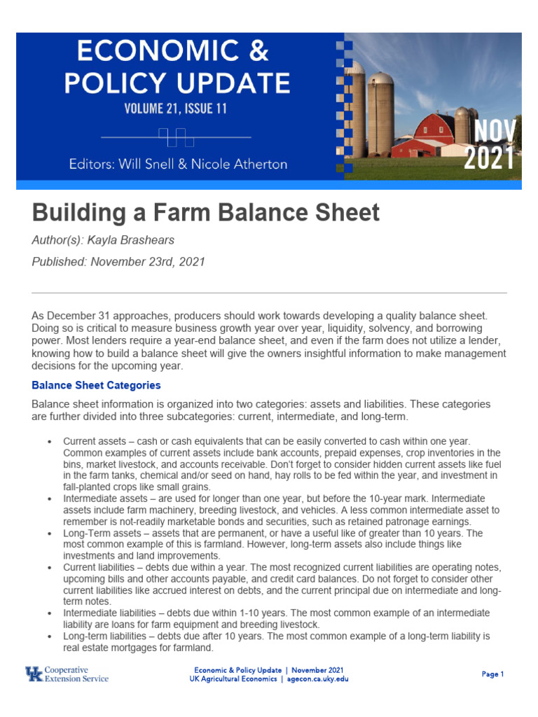 Building A Farm Balance Sheet | PDF | Balance Sheet | Farms