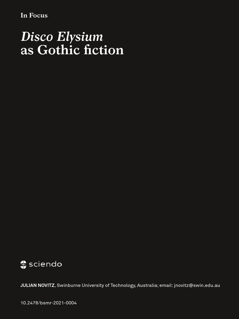 Disco Elysium as Gothic fiction | PDF | Gothic Fiction | Detective Fiction