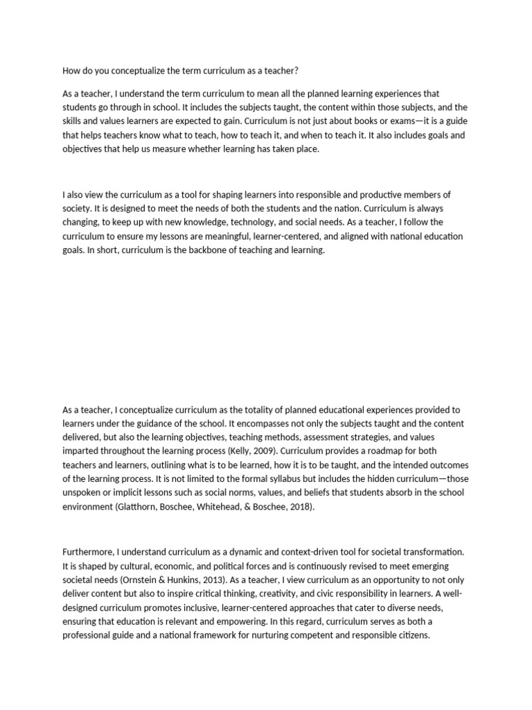 Pgde Assignment. Curriculum Development. Asgn 1 | PDF | Curriculum | Learning