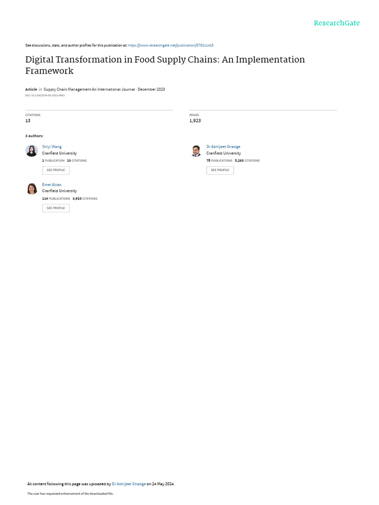 Digital Transformation Framework for Food Supply | PDF | Internet Of ...