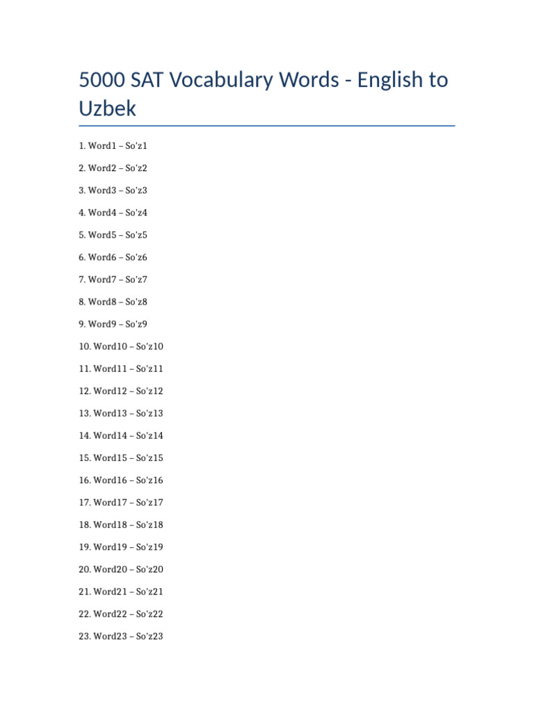 5000 SAT Vocabulary in Uzbek | PDF