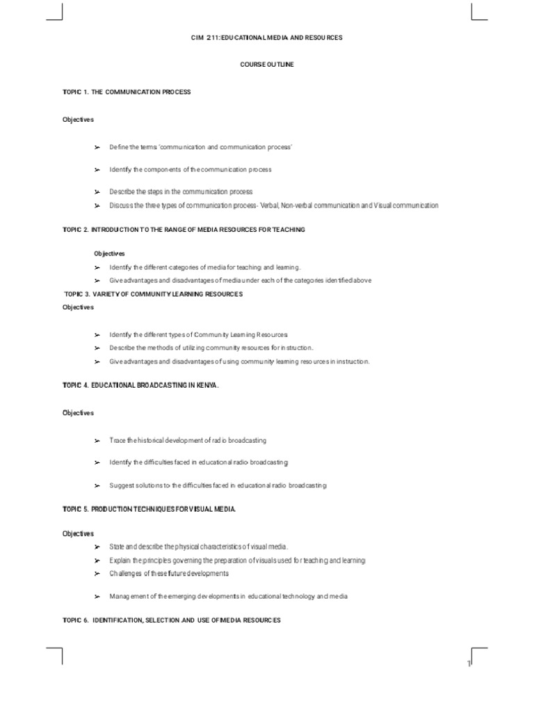 CIM 221 EDUCATIONAL MEDIA AND RESOURCES-1 - Phoenix | PDF