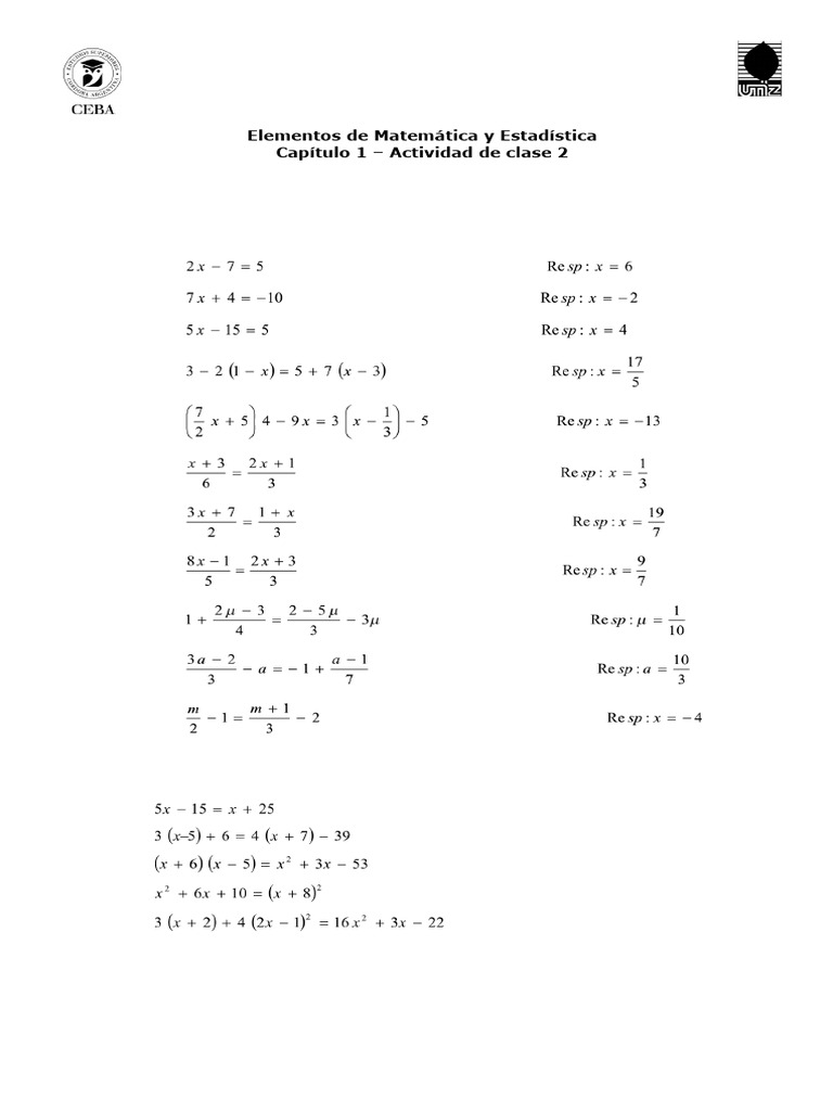 Elementos de Matem-Tica-1 Actividad 2 | PDF | Ecuaciones | Ciencias económicas