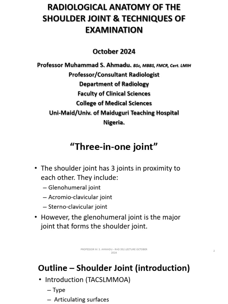 Rad Anat of Shoulder Joint RAD 352. | PDF | Shoulder | Musculoskeletal ...