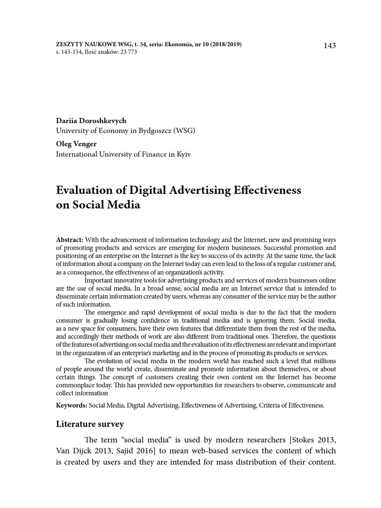 Evaluating Social Media Ad Effectiveness | PDF | Social Media | Popular ...