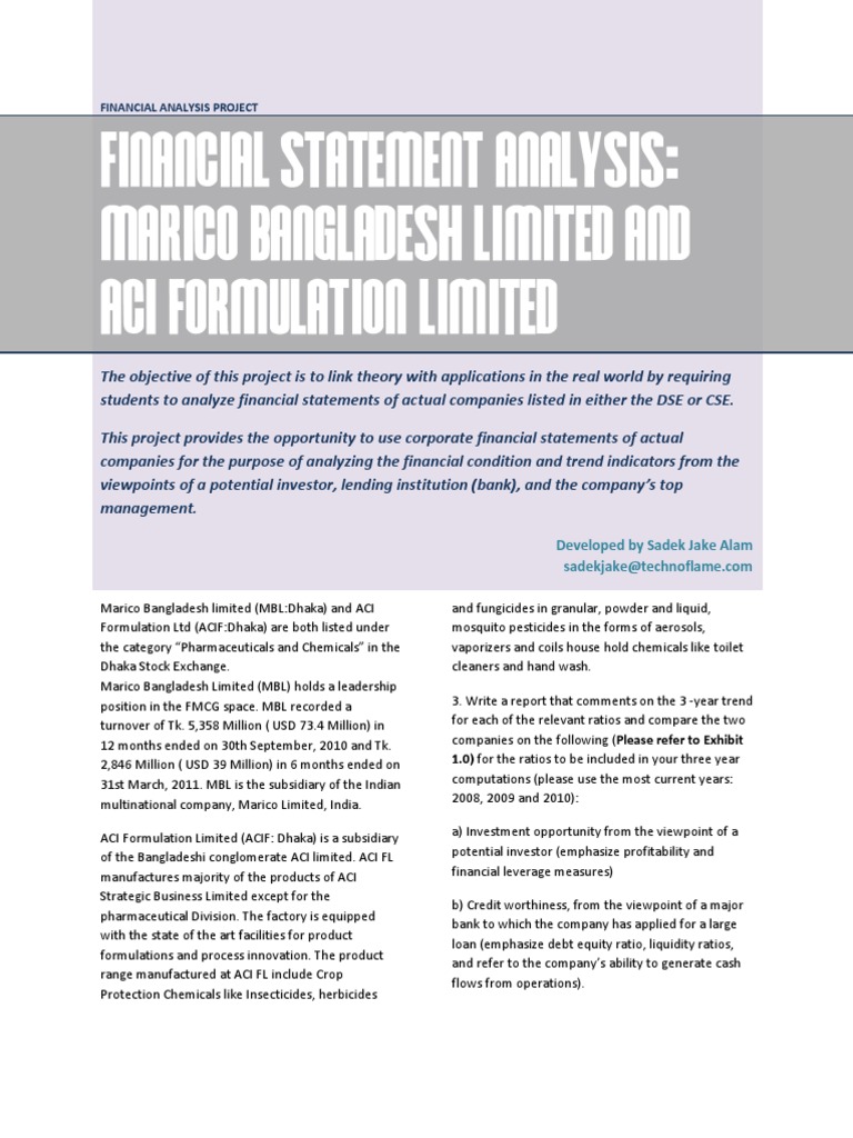 Case Study - ACI and Marico BD | PDF | Expense | Revenue