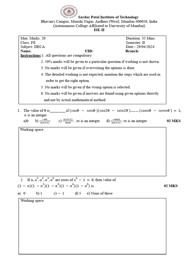 ISE2 SETB SET2students | PDF | Mathematics | Mathematical Objects