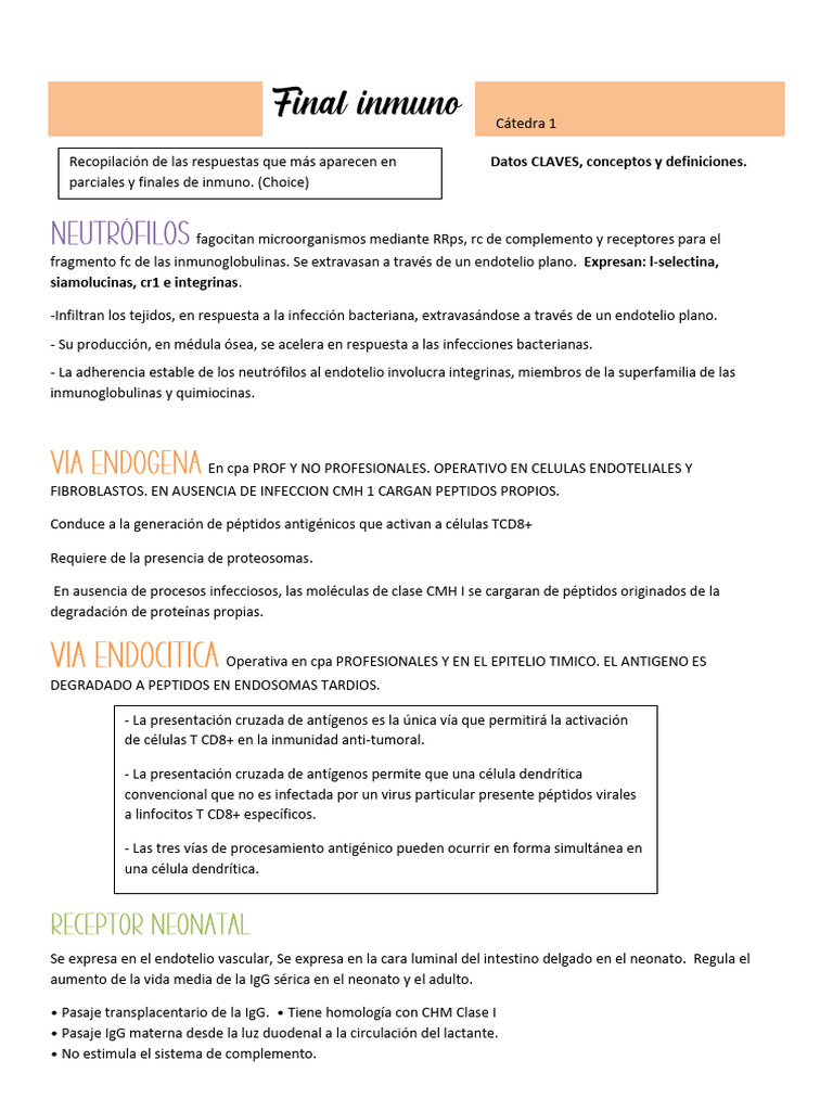 Datos Choice. Final de Inmuno | PDF | Célula T | T Helper Cell
