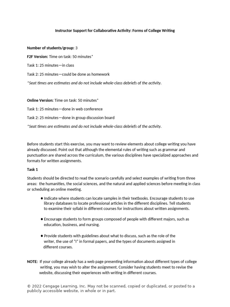 Forms of College Writing Instructor Collaborative | PDF | Learning ...