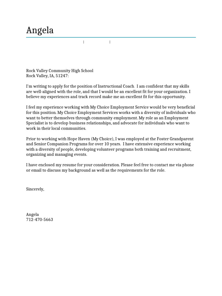 Angela Johnson Cover Letter | PDF