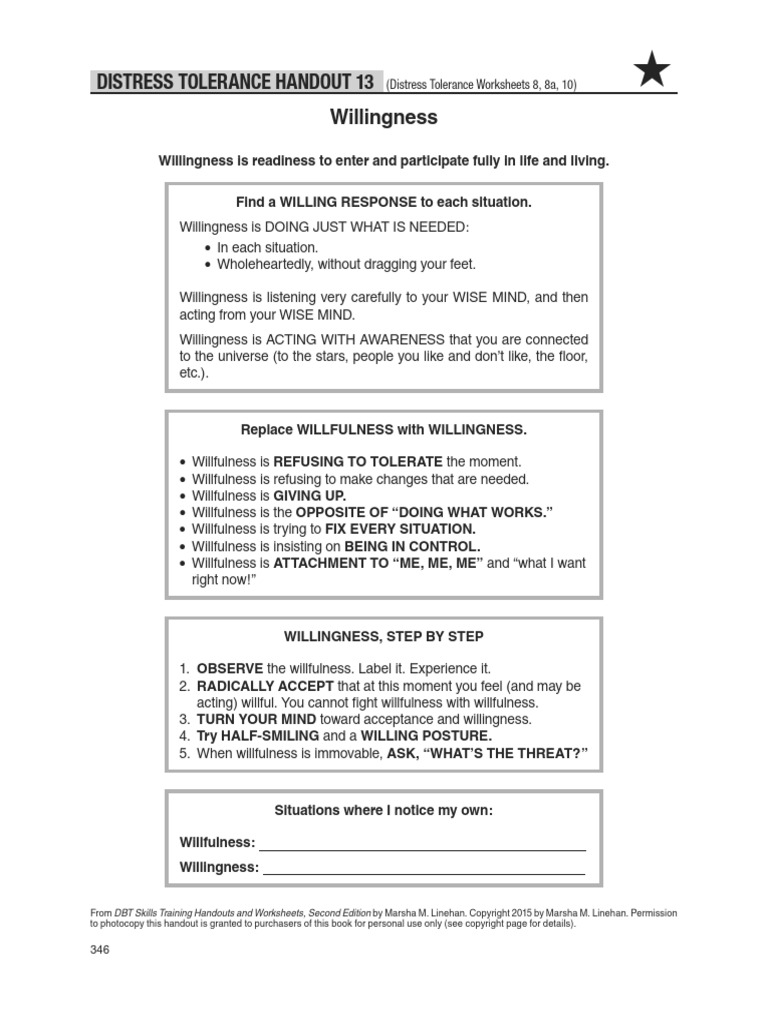 DBT Distress Tolerance Handout 13 | PDF