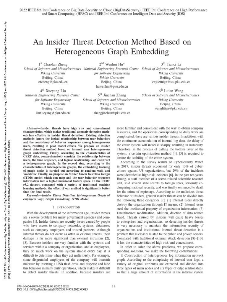 Insider Heterogenous Graph | PDF | Computer Security | Security