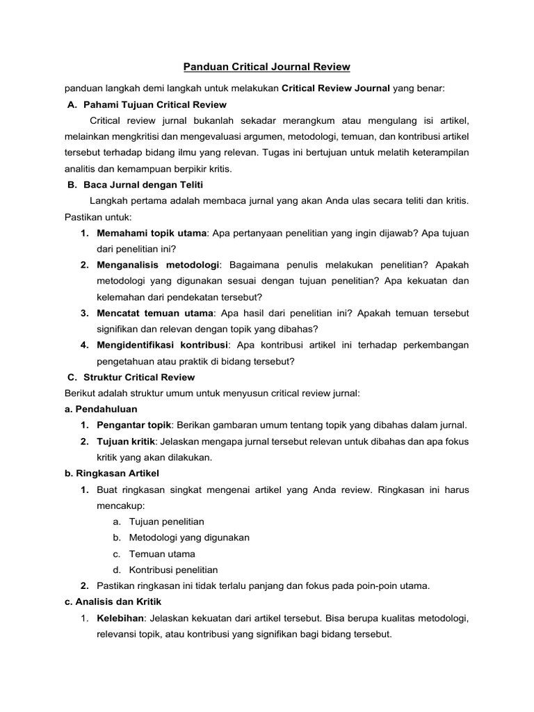 Panduan Lengkap Critical Journal Review | PDF