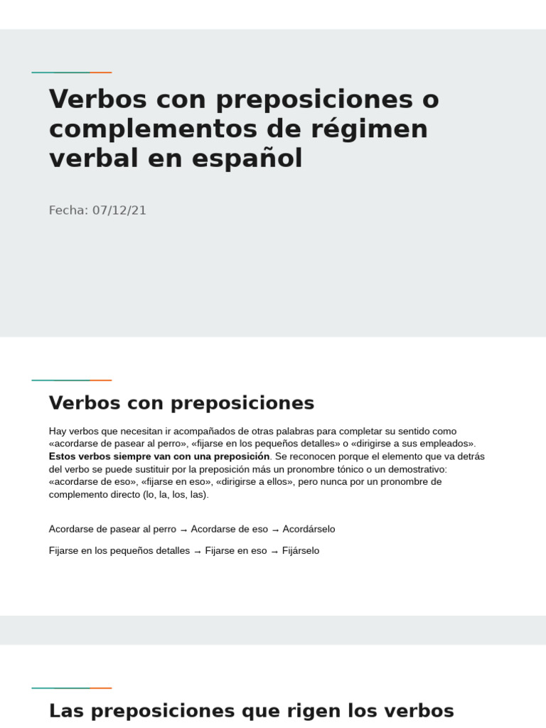 Verbos Con Preposiciones | PDF