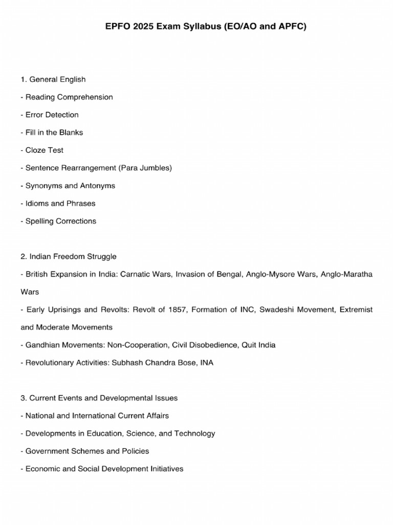 EPFO 2025 Syllabus | PDF