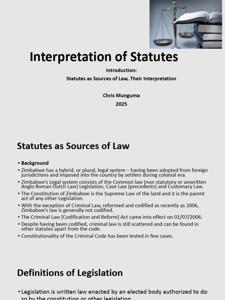 Statutory Interpretation Introduction | PDF | Codification (Law) | Statutory Interpretation