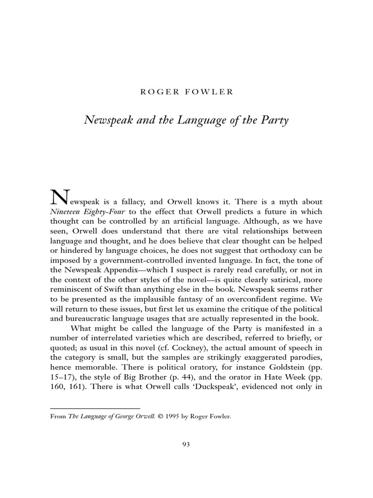 Fowler Language of 1984 | PDF | Linguistics | Human Communication