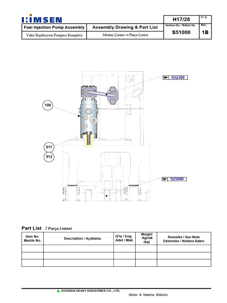 Hyundai Himsen H17-28 Fuel Injection Pump Maintenance (Türkçe ...