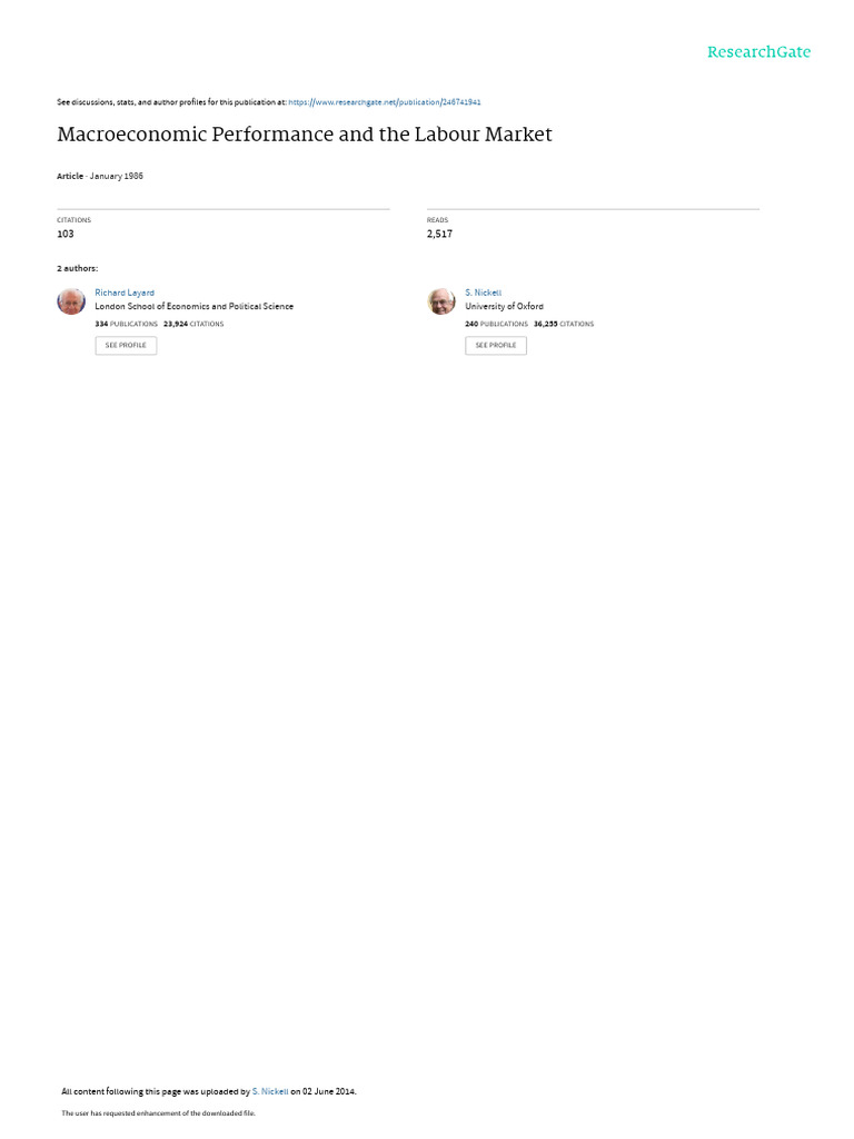 Macroeconomic Performance and The Labour Market | PDF | Cost Of Living ...