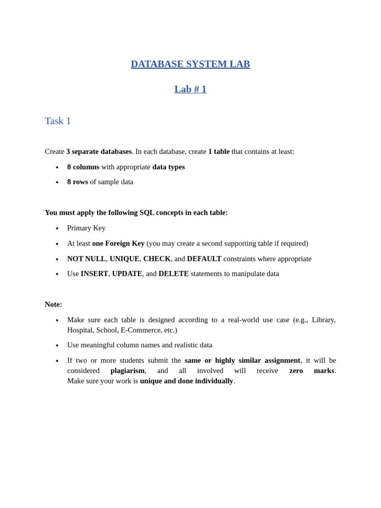 Database System Lab | PDF