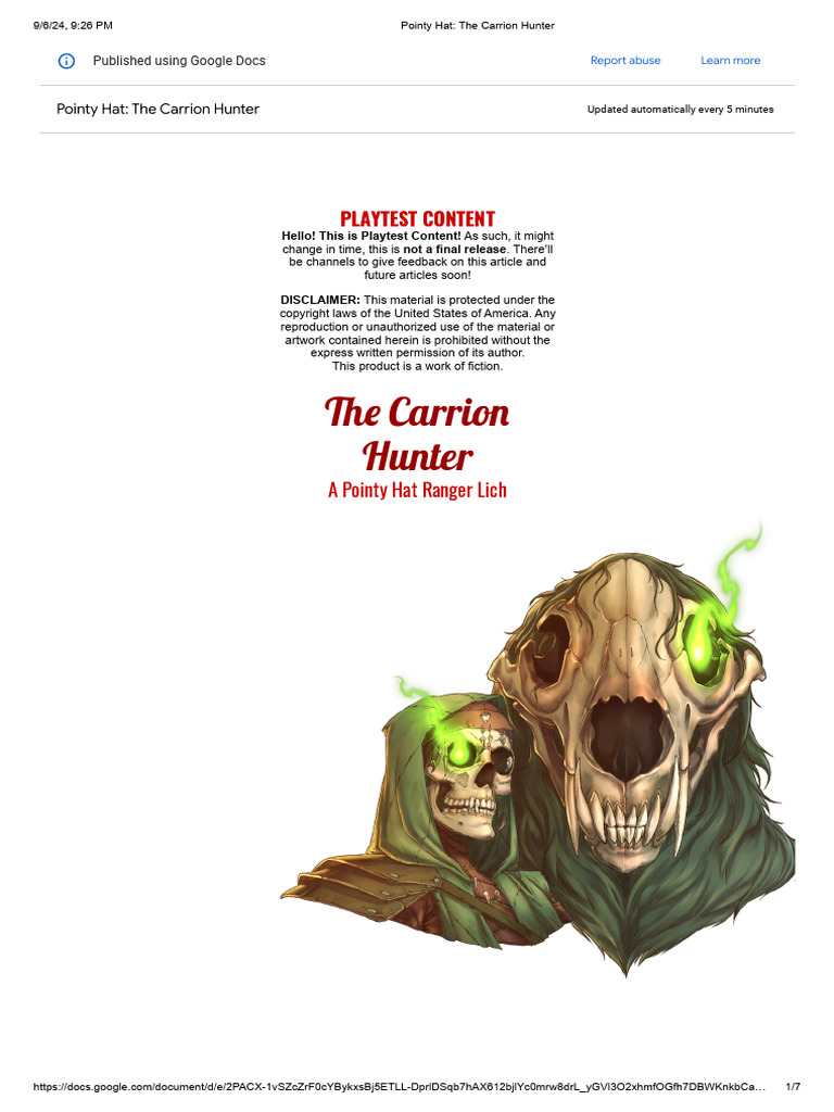 Pointy Hat - The Carrion Hunter-Ranger | PDF | License | Copyright