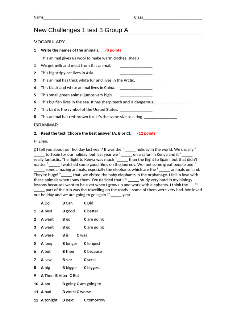 Challenges 1 Test 3 Group A | PDF
