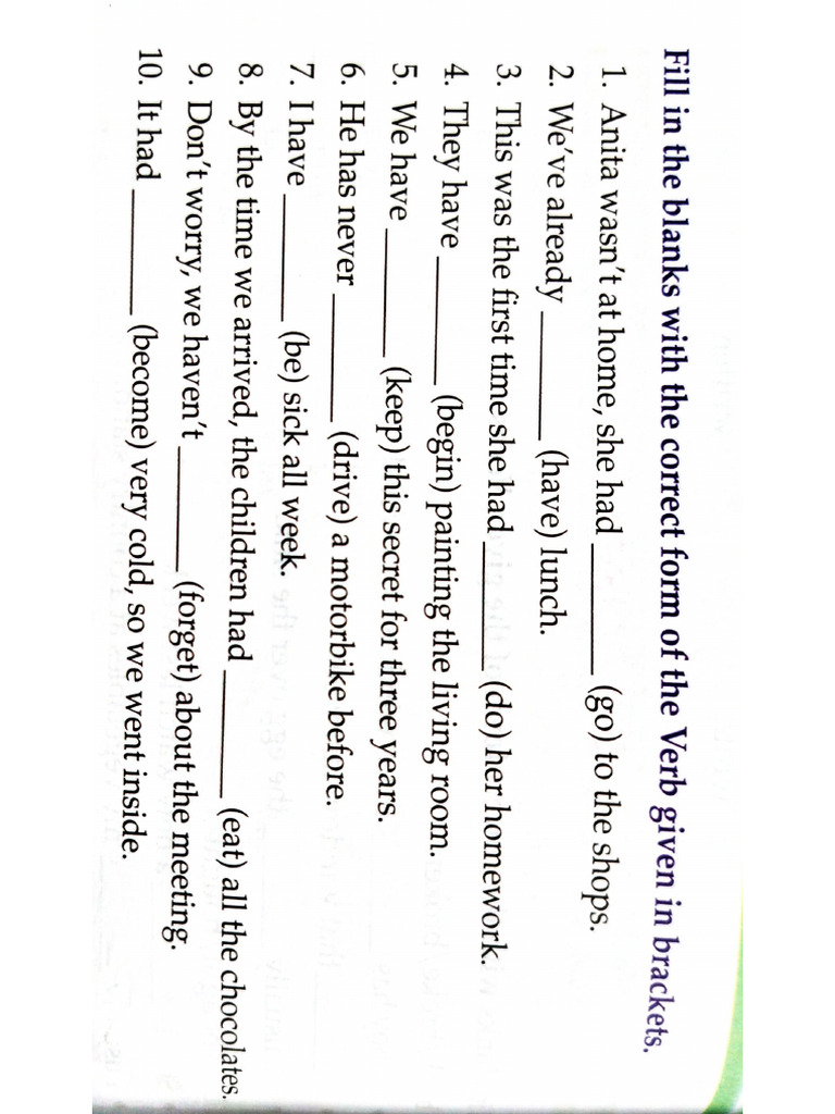 Exercises For Types of Verb | PDF