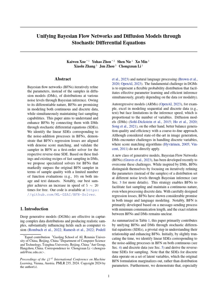 Unifying Bayesian Flow Networks and Diffusion Models Through Stochastic Differential Equations ...