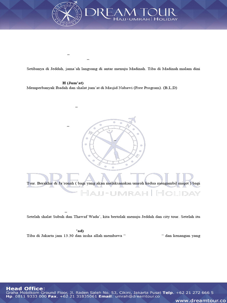 Itinerary Umrah 1 | PDF | Mecca | Medina