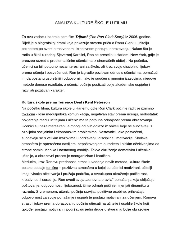 Analiza Kulture Škole U Filmu | PDF