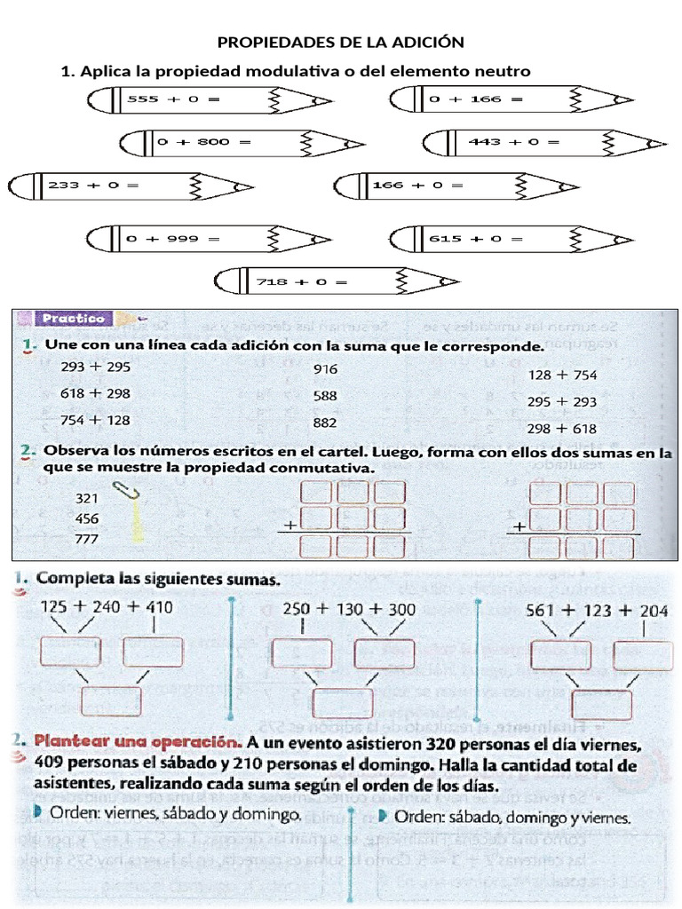 PROPIEDADES DE LA ADICIÓN- ejercicios | PDF