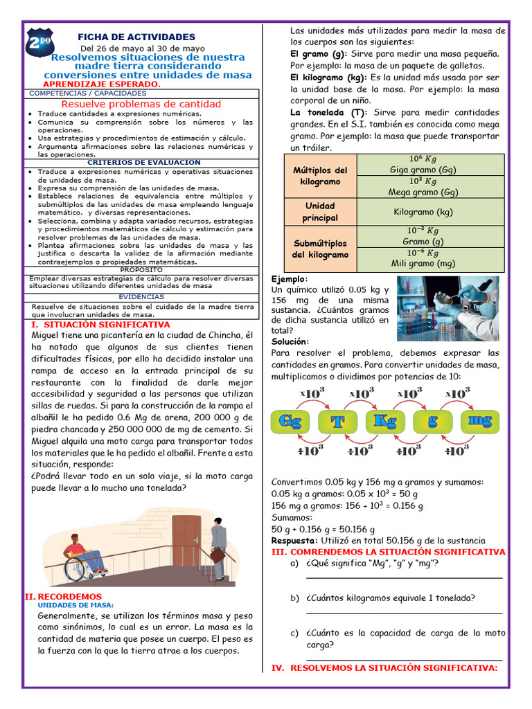 2do Sec. Conversiones de Masa Del 26 Al 30 de Mayo | PDF | Masa | Kilogramo