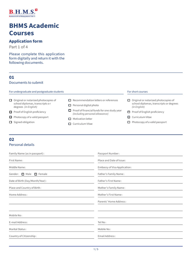 BHMS Application Form 2024 | PDF | Academic Degree | Bachelor's Degree