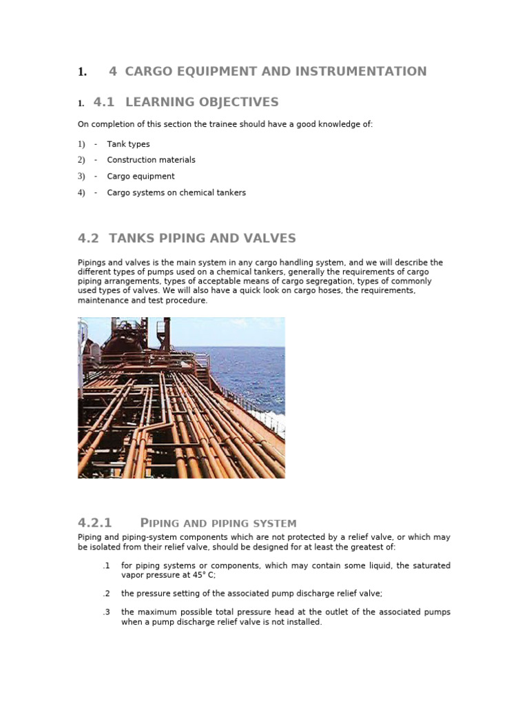 Cargo Equipment & Instrumentation | PDF | Pump | Valve