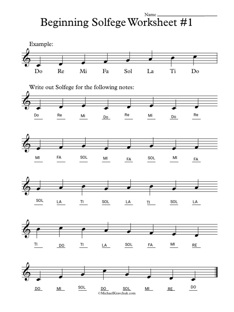 Solfege Worksheet | PDF