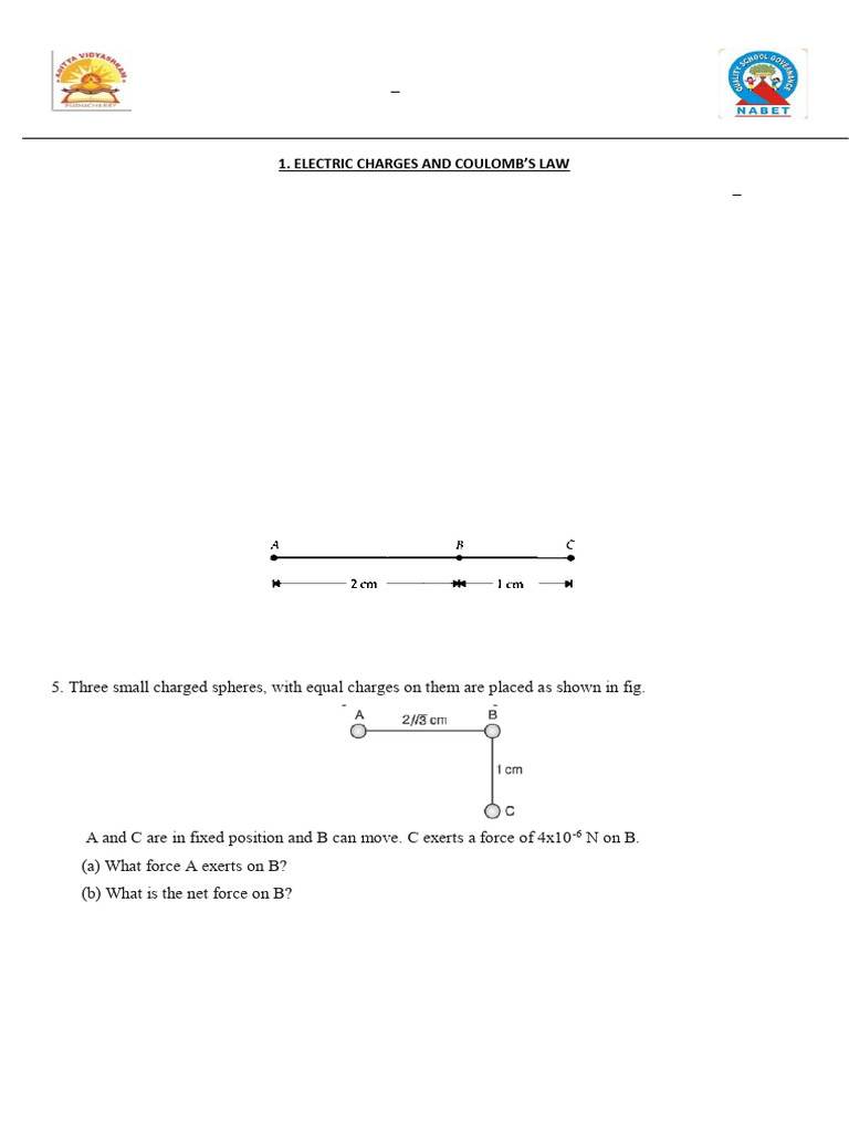 ELECTRIC CHARGES AND COULOMB'S LAW | PDF | Force | Electric Charge