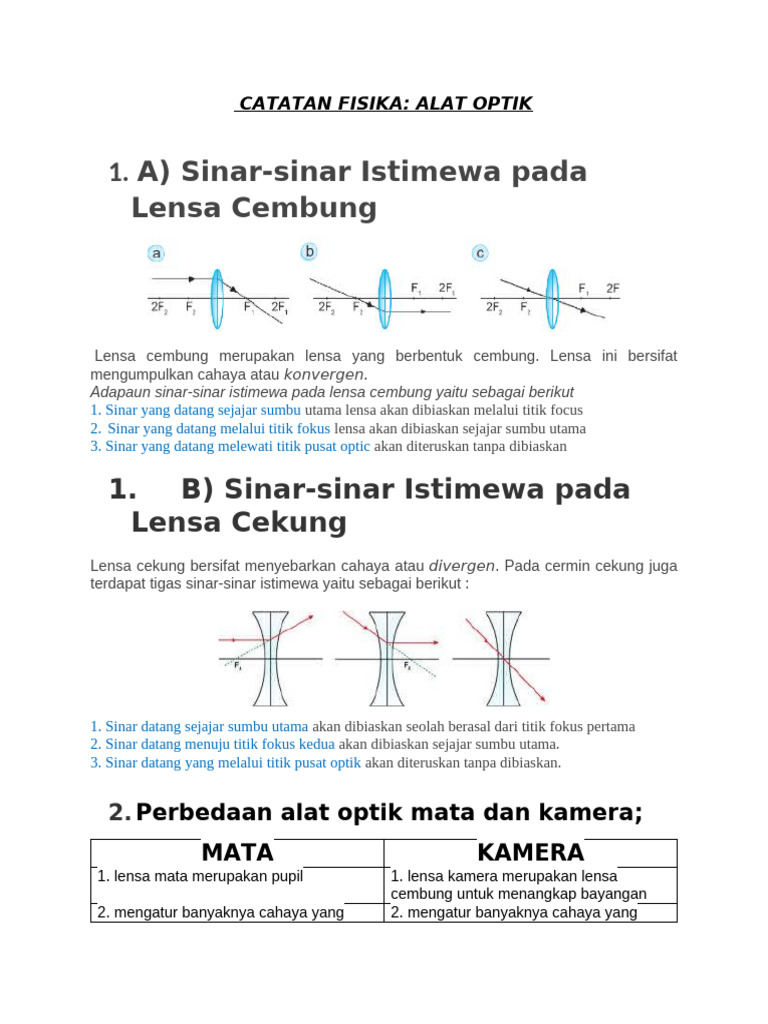 Catatan Fisika (Alat Optik) | PDF