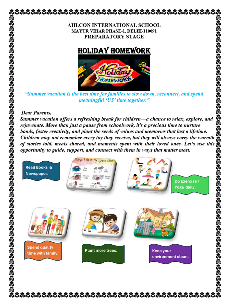 Class 5 Holiday Homework | PDF | Educational Technology | Homework