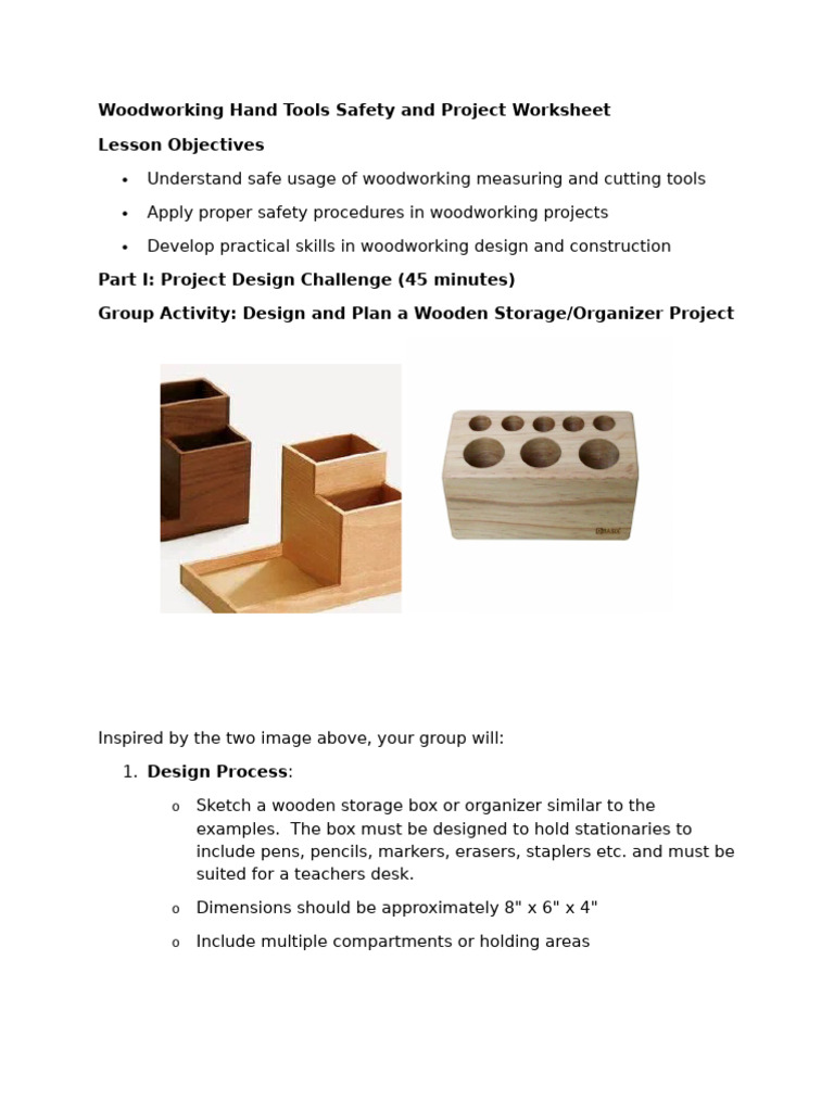 Woodworking Hand Tools Safety and Project Worksheet | PDF | Tools | Blade